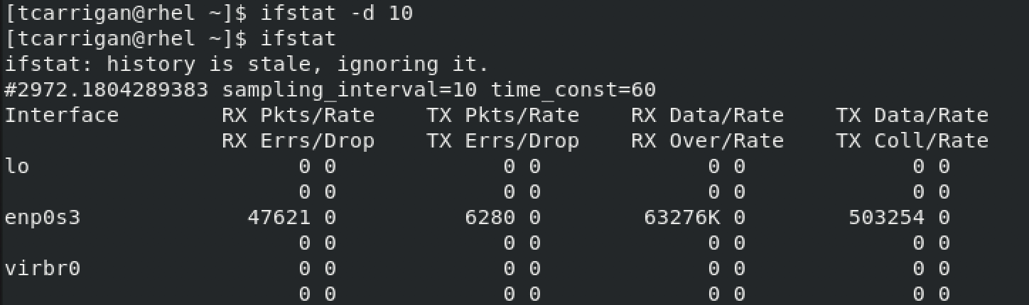 Using ifstat for Linux network statistics
